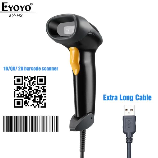 Eyoyo EY-H2 Handheld USB Wired barcode scanner 1D 2D QR Bar Codes ...