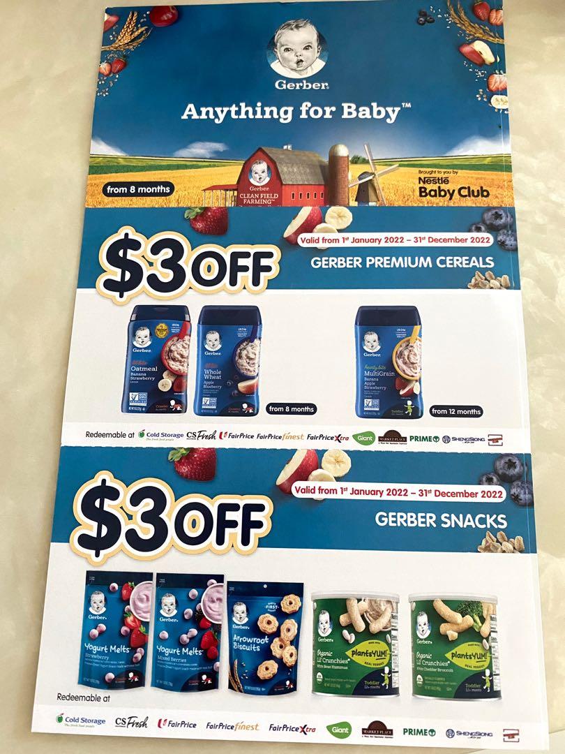 Gerber cereals and snacks voucher, Babies & Kids, Nursing & Feeding ...