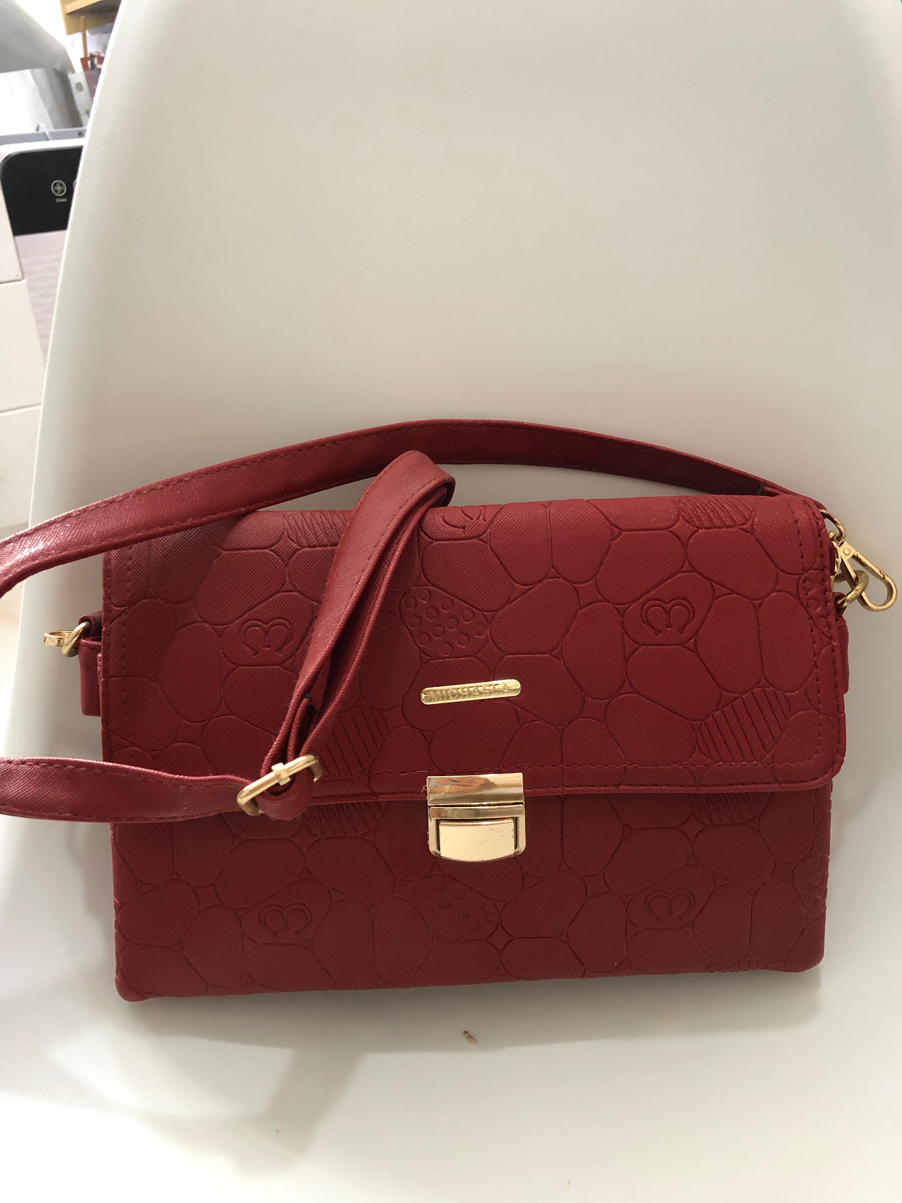 Michaela Red Sling Bag, Men's Fashion, Bags, Sling Bags on Carousell