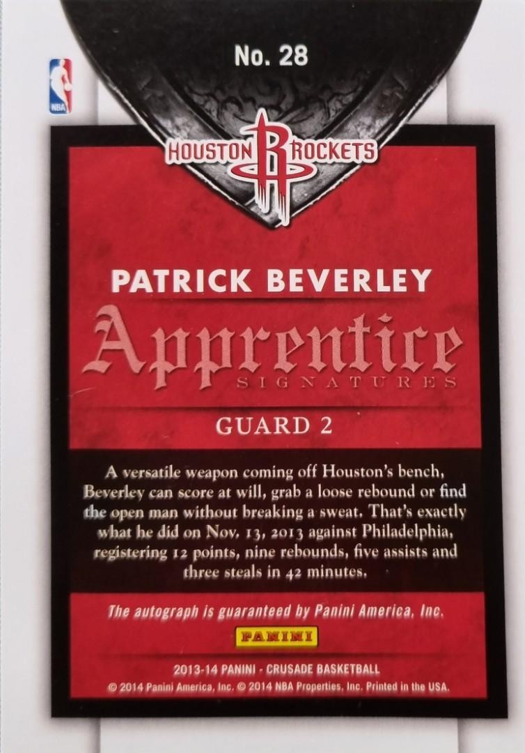 NBA card crusade Patrick Beverly auto, Hobbies & Toys, Toys & Games on ...