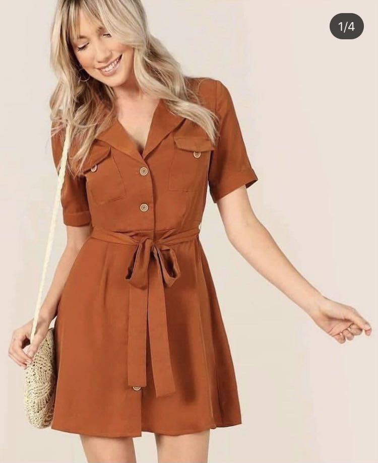 Rust button polo dress, Women's Fashion, Dresses & Sets, Dresses on ...