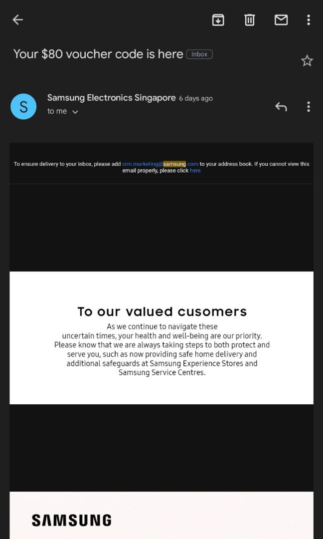Samsung Voucher, Tickets & Vouchers, Store Credits on Carousell
