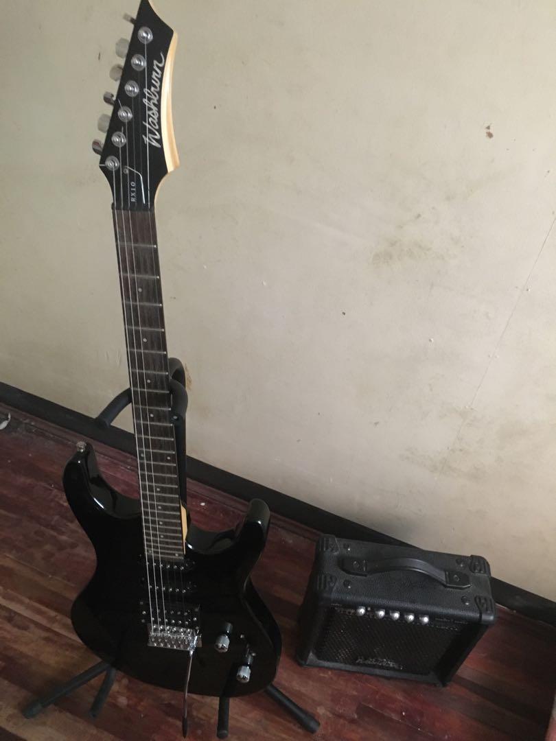 Washburn RX10 All Black Super Strat comes with Washburn Amps with Gain ...