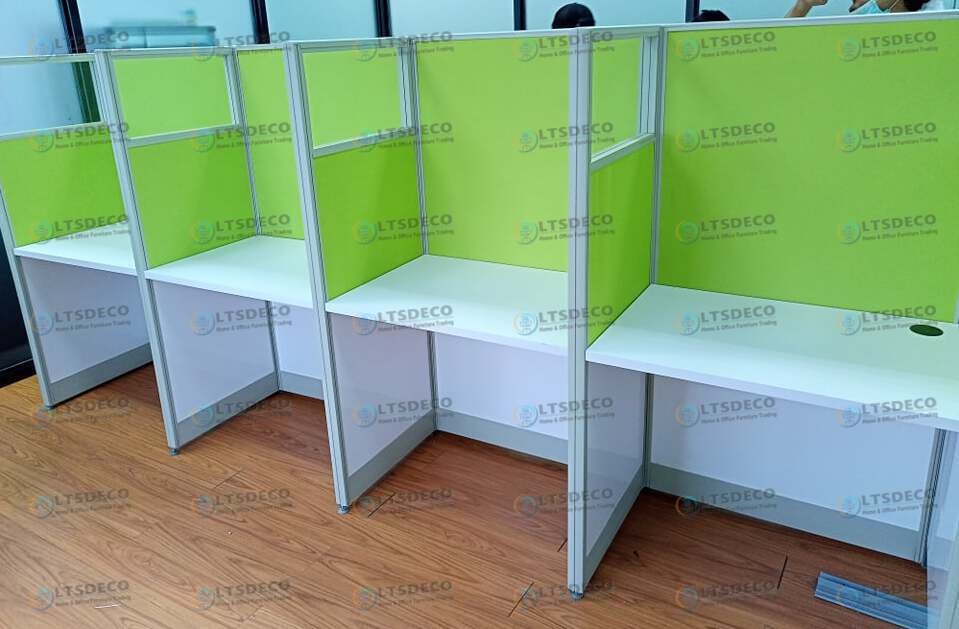 WORKSTATION TABLE WITH GLASS OFFICE PARTITIONS, Furniture & Home Living ...
