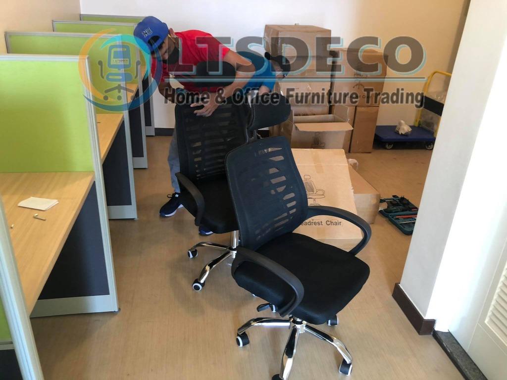 WORKSTATION TABLE WITH SHARING PANEL AND OFFICE CHAIR OFFICE FURNITURE ...