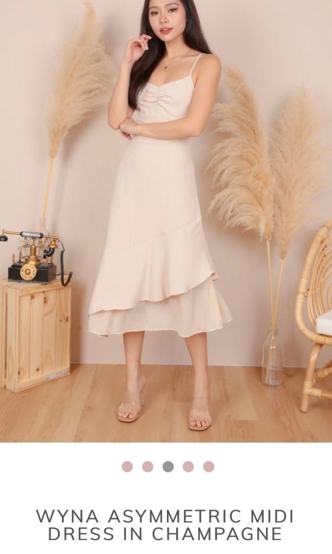 Wyna Asymmetrical Midi Dress, Women's Fashion, Dresses & Sets, Dresses ...