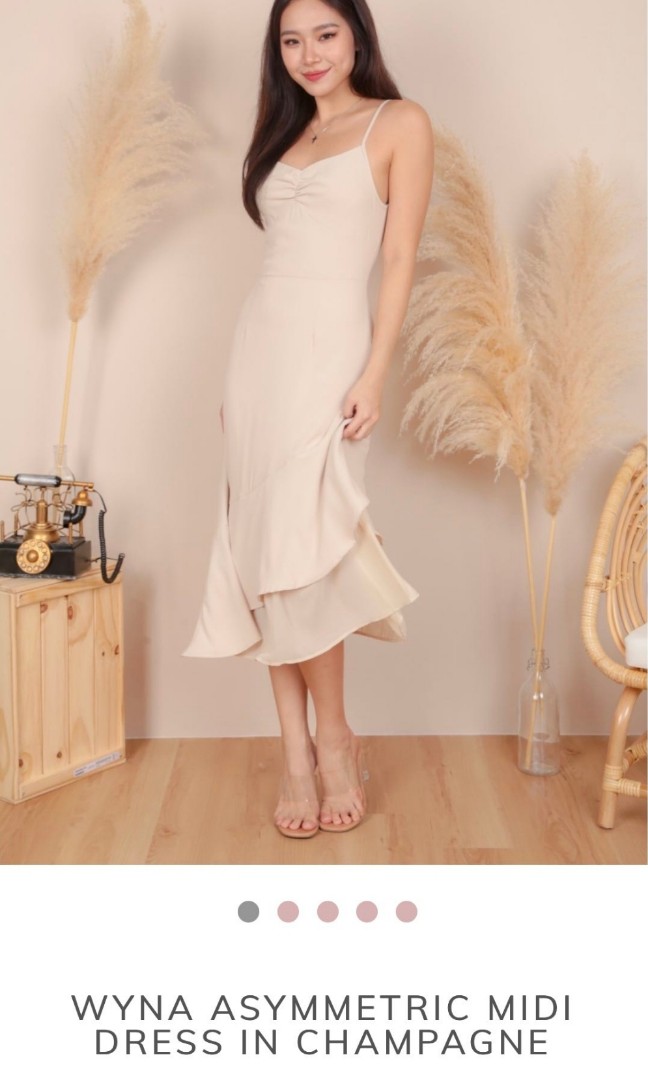 Wyna Asymmetrical Midi Dress, Women's Fashion, Dresses & Sets, Dresses ...