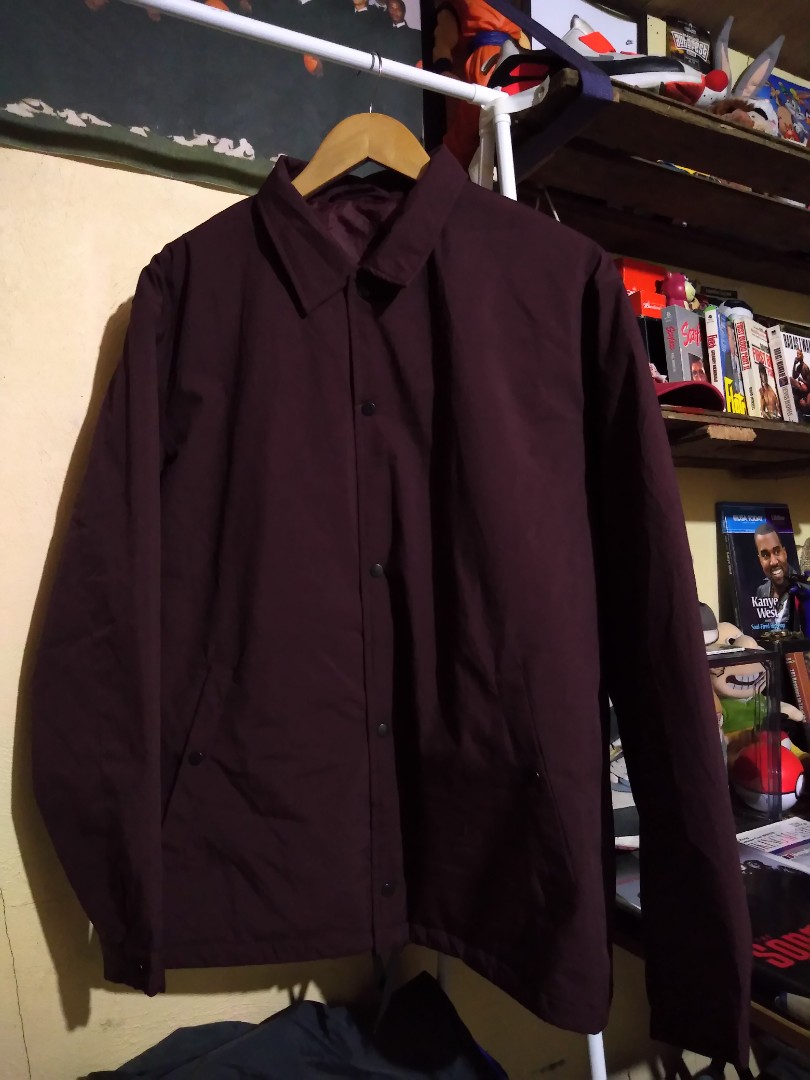 (XL) GU Maroon Coach Jacket, Men's Fashion, Coats, Jackets and ...