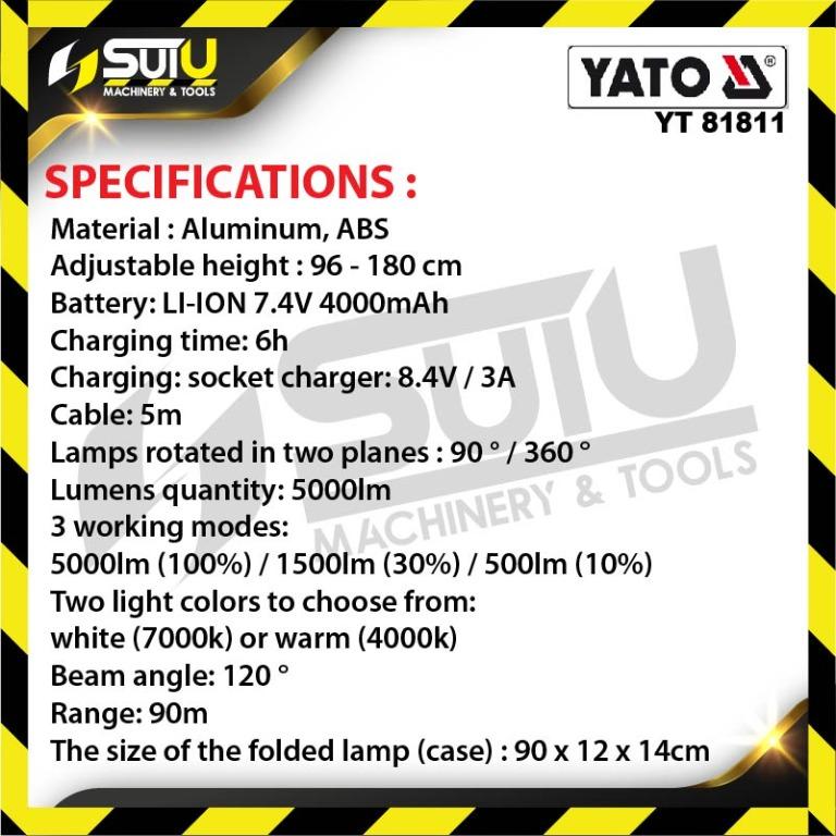 YATO YT-81811 / YT81811 Portable Hybrid Floodlight 500-5000LM ...