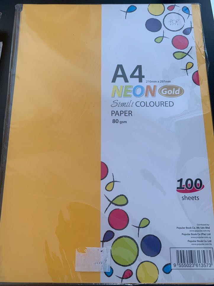 A4 Gold Coloured Paper (100 sheets), Hobbies & Toys, Stationery & Craft ...