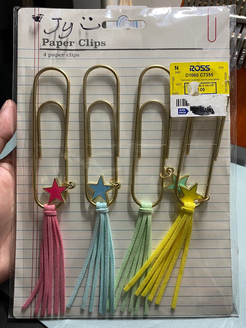Big Gold Paperclip with Star Tassle, Hobbies & Toys, Stationary & Craft ...