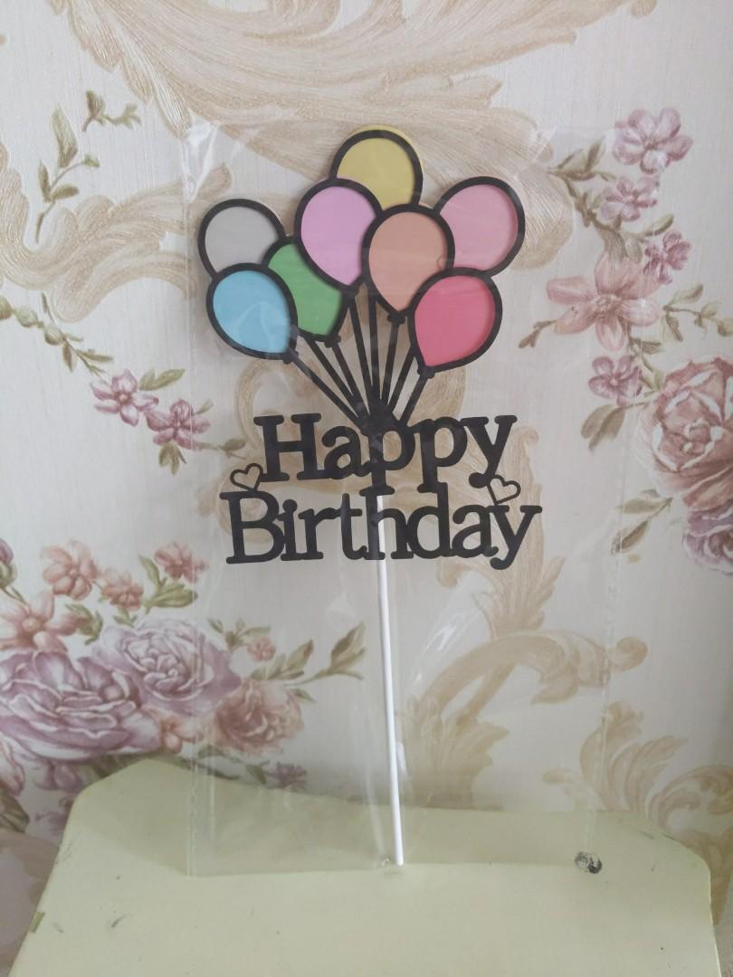 Happy Birthday cake topper balloon design, Hobbies & Toys, Stationery ...