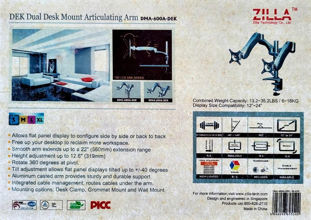 DEX Dual Monitor Articulating Arm, Computers & Tech, Parts ...
