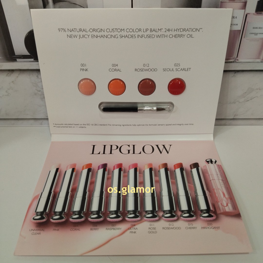 DIOR Addict Lip Glow Sample ( 4 shapes x 0.4g ) with Mini Brush, Beauty ...
