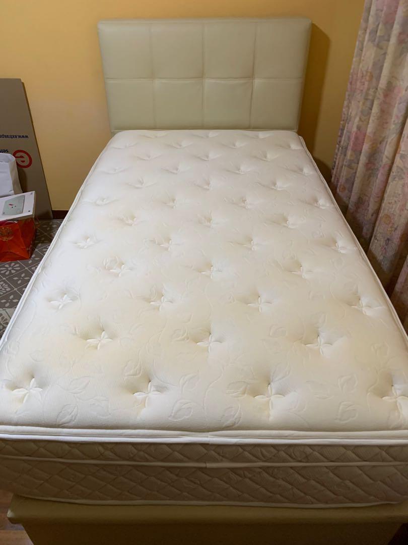 Dunlopillo coil spring with latex top mattress and storage bed frame ...