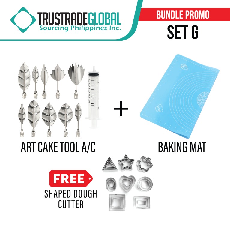 Gelatin Art Cake Tool A/C with Baking Mat Blue Pink FREE Shaped Dough ...