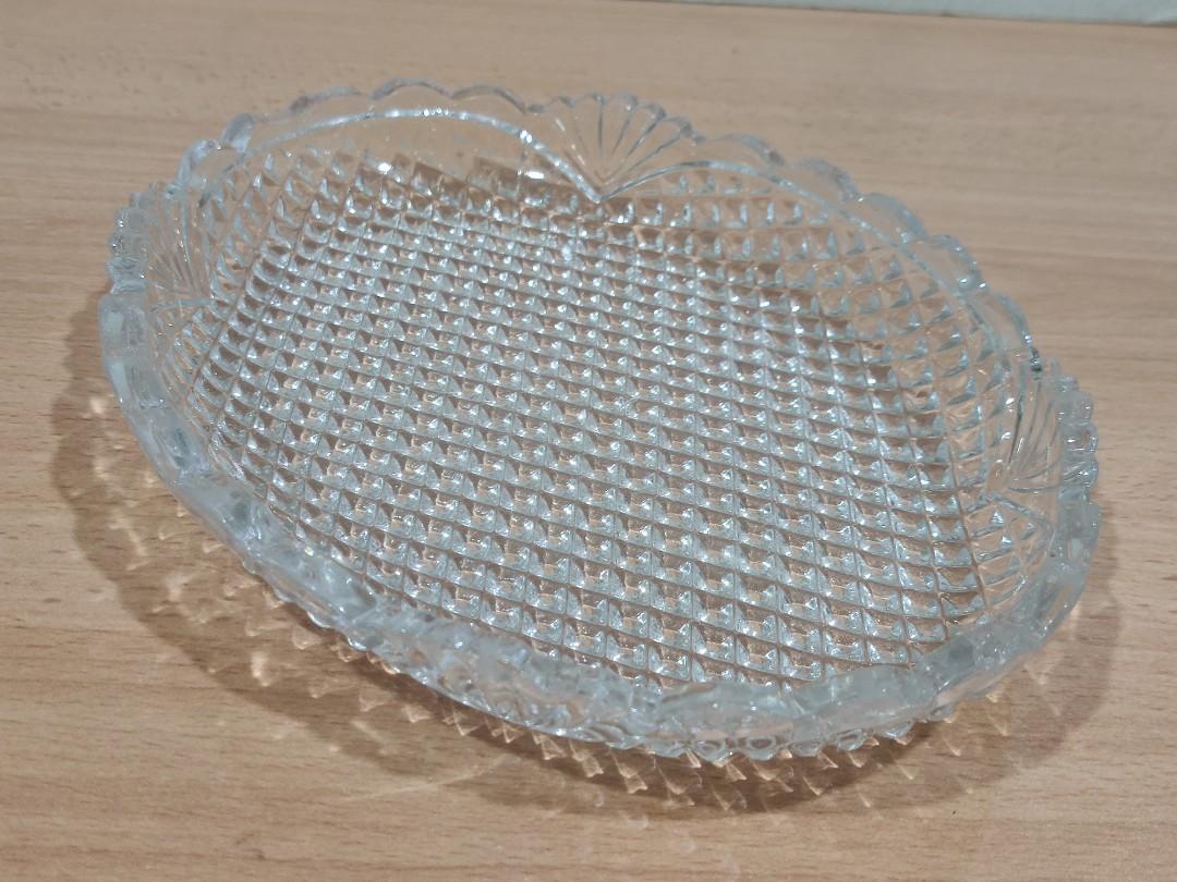Heavy Cut Glass Oval Plate, Furniture & Home Living, Kitchenware ...