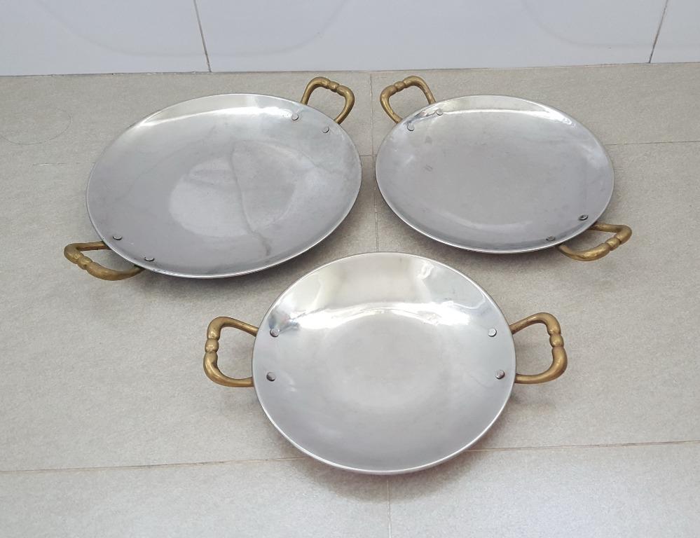 Karahi Wok Pan Tawa Round Serving Platter With Handles Food Warmer ...