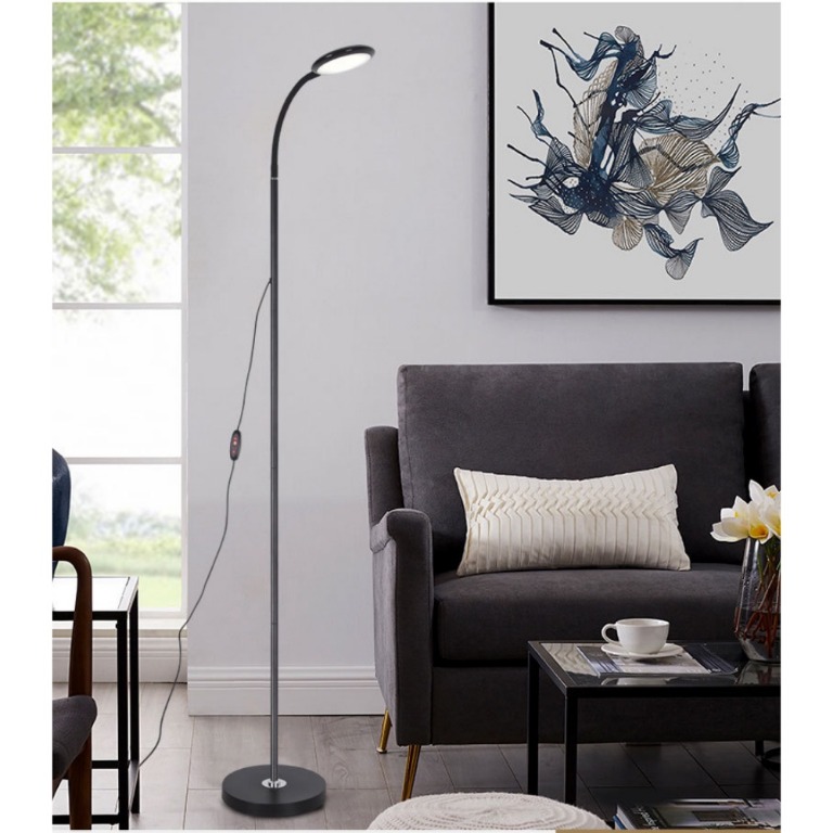 LED Floor Lamp, Multi Brightness Dimmable, Gooseneck Adjustable, USB ...