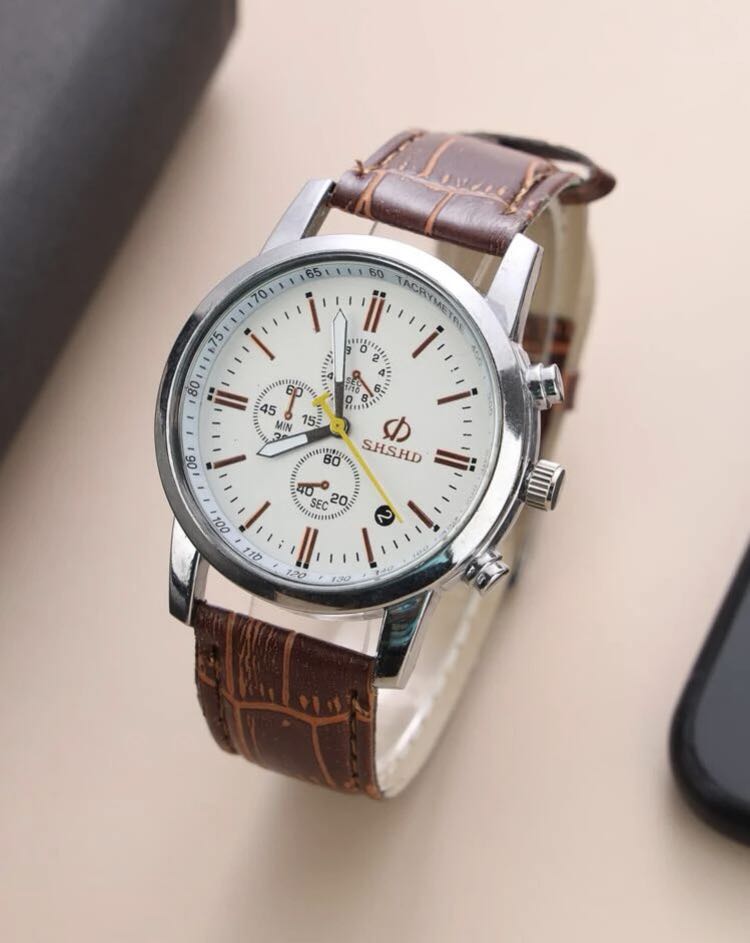 Men triple dial round pointer quartz watch, Men's Fashion, Watches ...