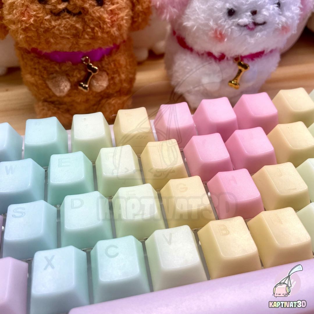 Rainbow Pom jelly keycaps Mochi pudding pom jelly keyboard keycaps with ...