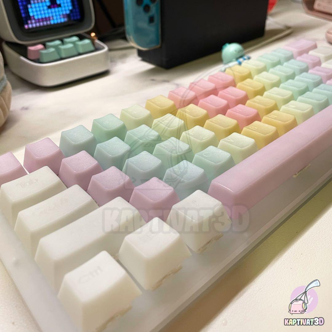 Rainbow Pom jelly keycaps Mochi pudding pom jelly keyboard keycaps with ...