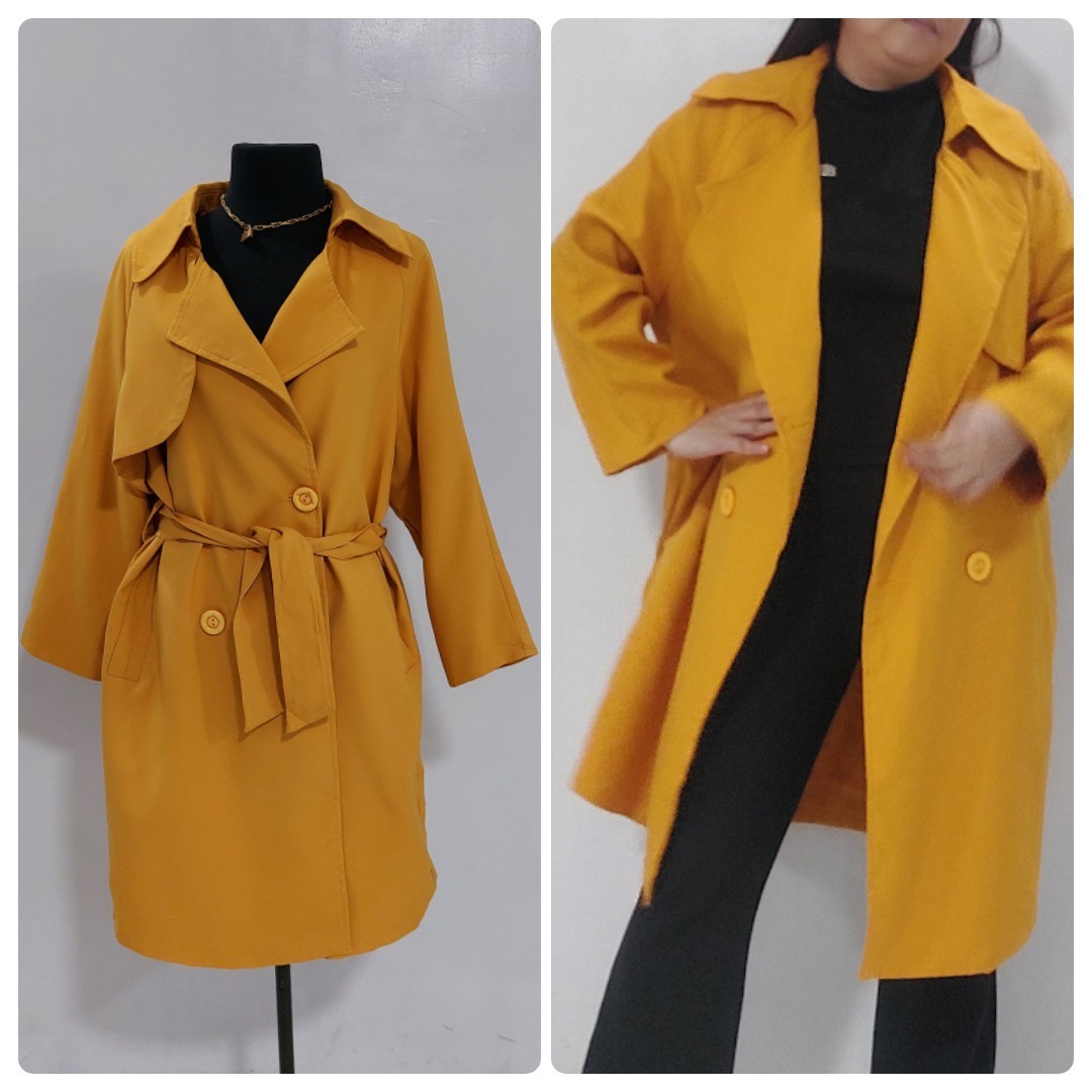 TRENCH COAT MUSTARD, Women's Fashion, Coats, Jackets and Outerwear on ...