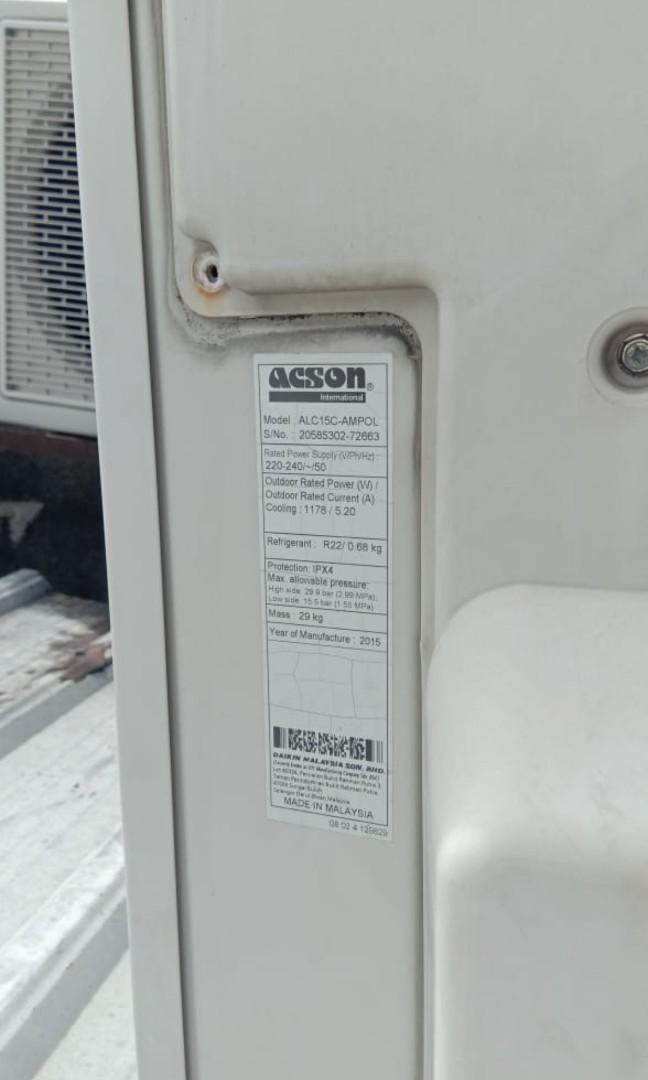 1.5hp Acson aircond and air compressor, TV & Home Appliances, Kitchen ...