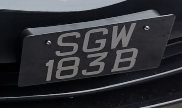 3 digit number plate license plate SGW183B for sale, Car Accessories ...