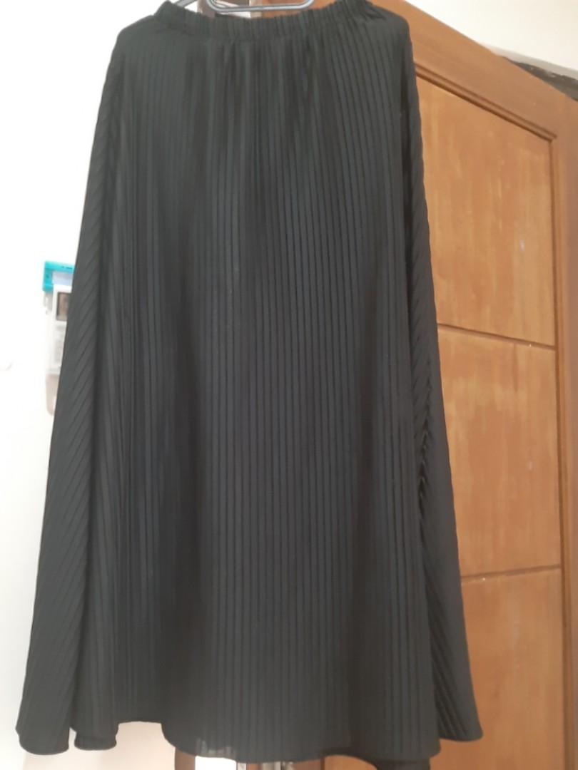 Rok hitam model klok -Pleats /plisket-cantik elegan, Fesyen Wanita ...