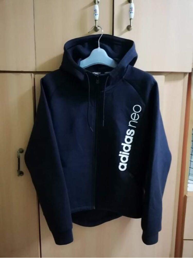 Adidas Neo Tech fleece hoodie jacket in Black, Women's Fashion, Coats ...