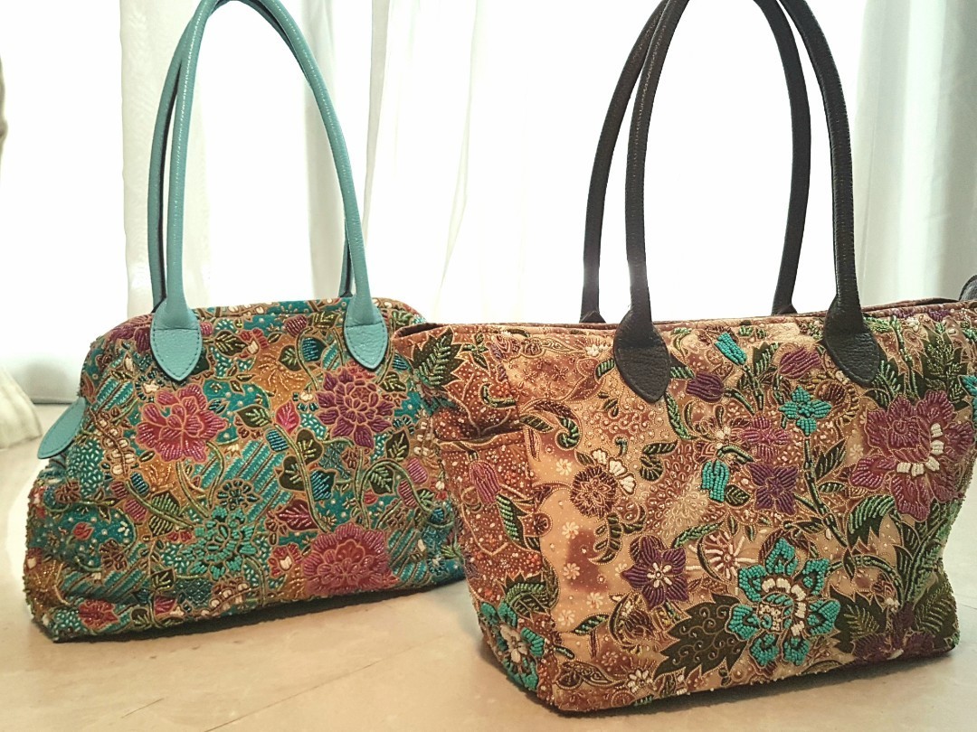 BEADED PERANAKAN BATIK TOTE BAG, Women's Fashion, Bags & Wallets, Tote ...