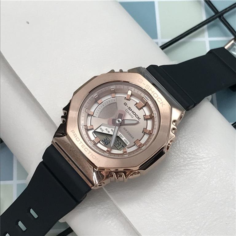 Casio G-Shock GM-S2100PG-1A4 Mid-Sized Metal-Clad Octagonal Metal Cover ...