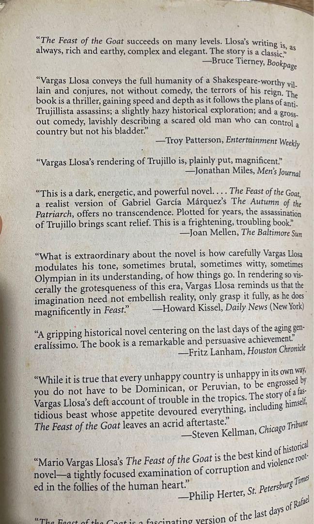 The Feast of the Goat by Mario Vargas Llosa, Hobbies & Toys, Books ...