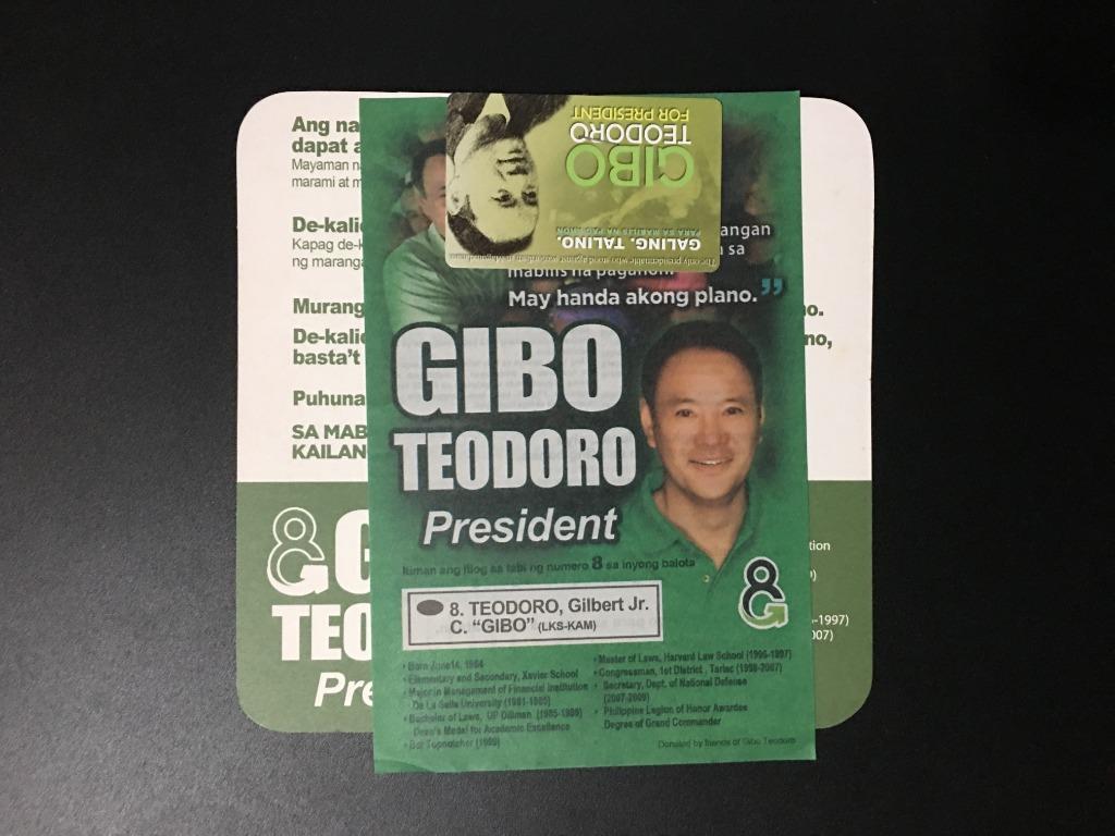 Gilbert "Gibo" Teodoro, Jr. 2010 Election Campaign Memorabilias Set ...
