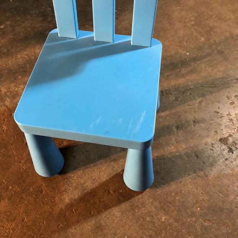 IKEA MAMMUT Blue Colour Kids Table with Chair / IKEA MAMMUT Meja Kanak ...