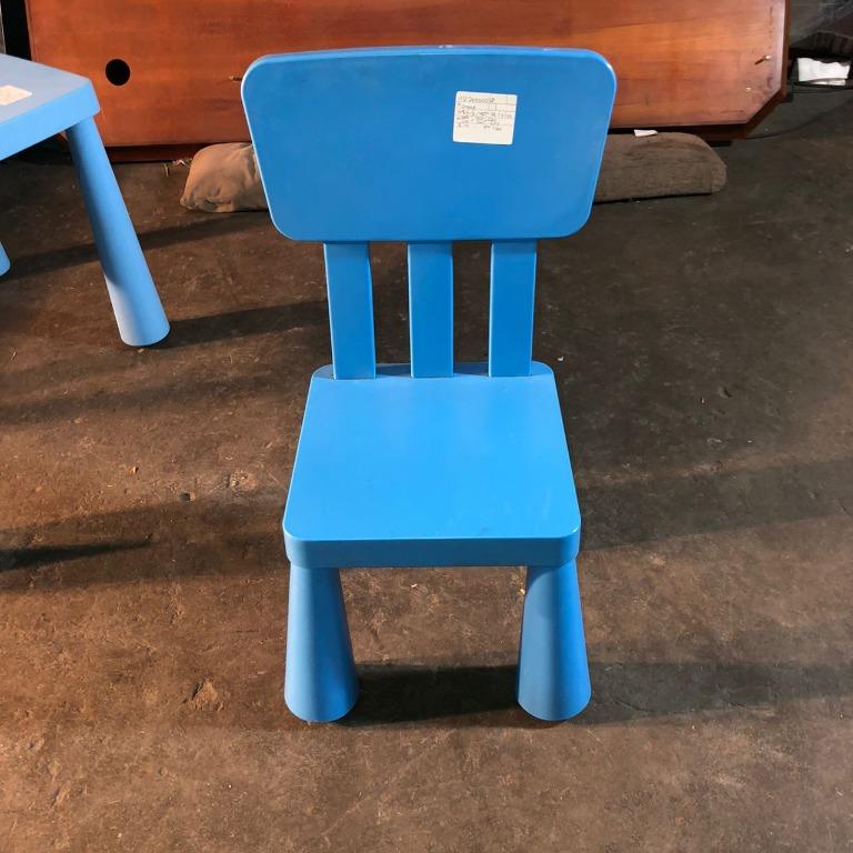 IKEA MAMMUT Blue Colour Kids Table with Chair / IKEA MAMMUT Meja Kanak ...