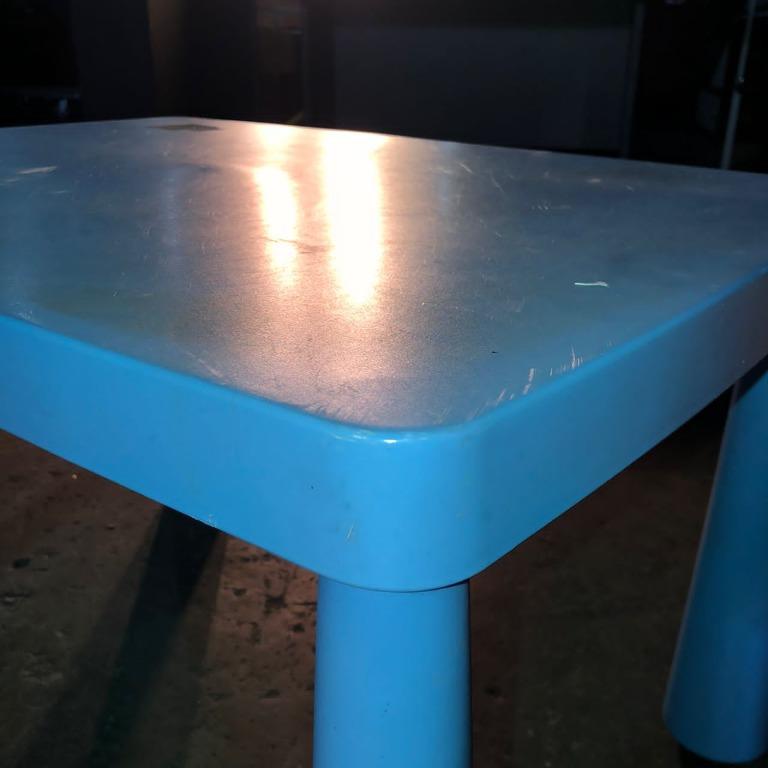 IKEA MAMMUT Blue Colour Kids Table with Chair / IKEA MAMMUT Meja Kanak ...