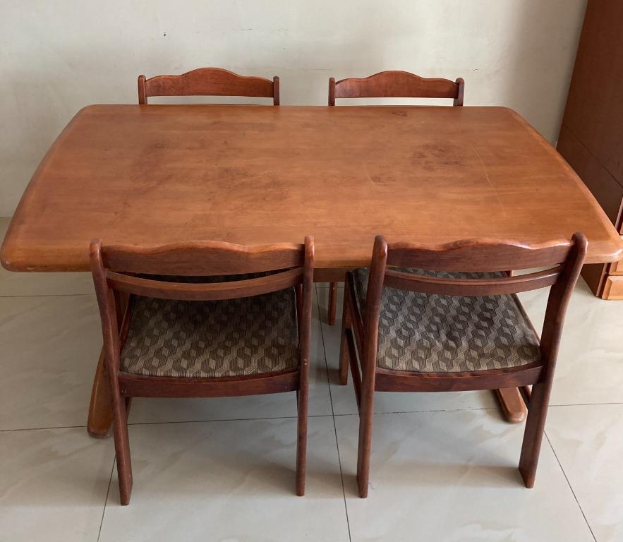 Japanese Red Cedar Wood 4-seater Table & Chairs for Sale, Furniture ...