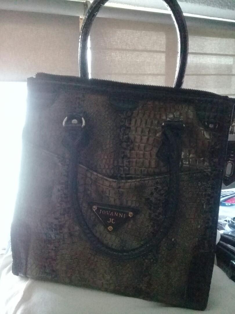 Jiovanni Croc design bag, black n brown color p900, Women's Fashion ...