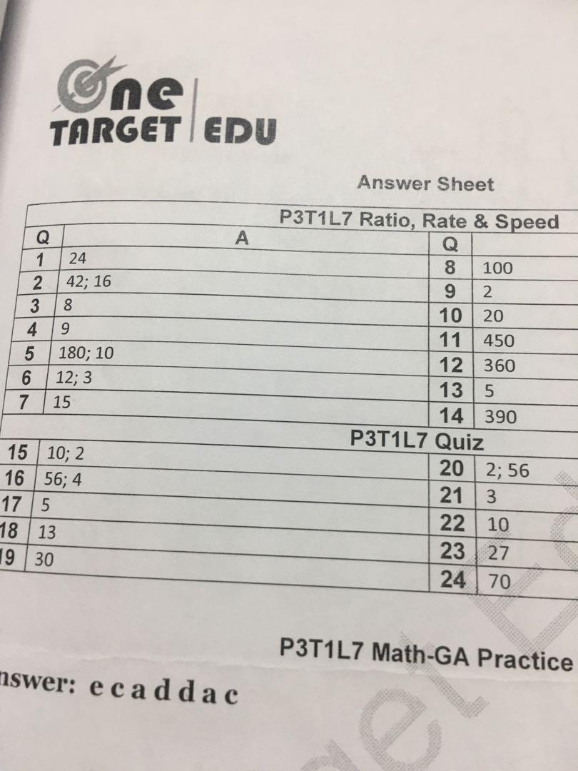 OTE P3 GEP English Math One Target Education / Eng GA Math GA / general ...