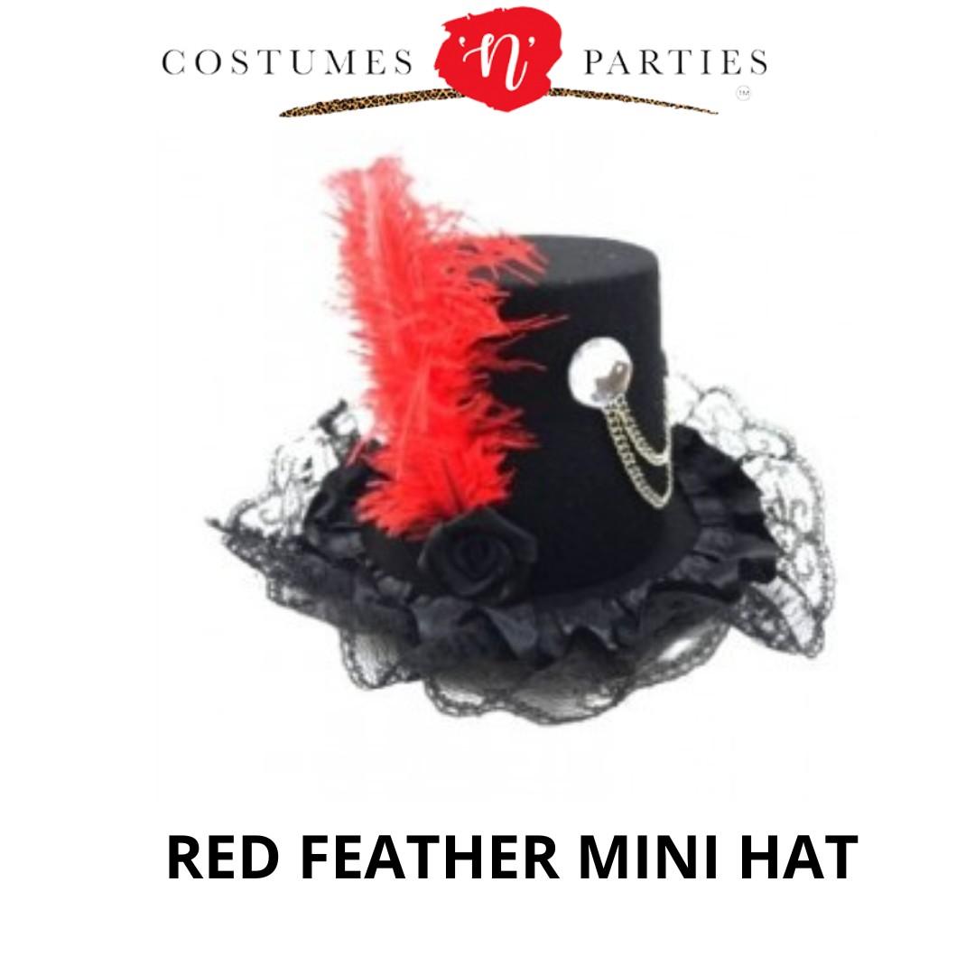 RED FEATHER MINI HAT, Looking For on Carousell