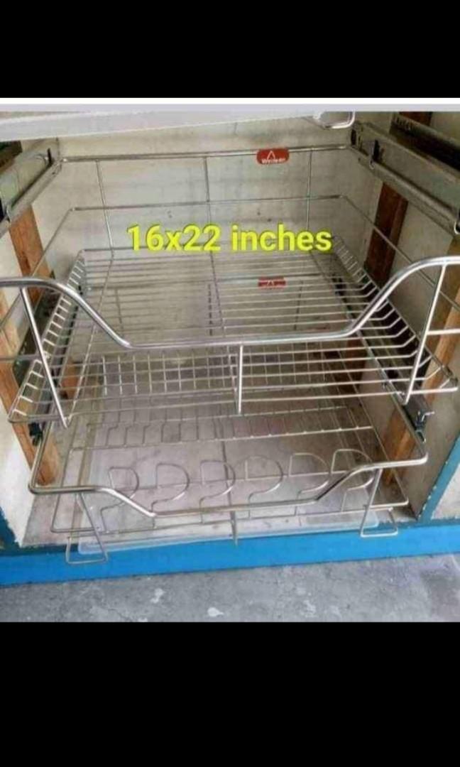 SUS304 STAINLESS FULL OUT BASKET, Furniture & Home Living, Bathroom ...