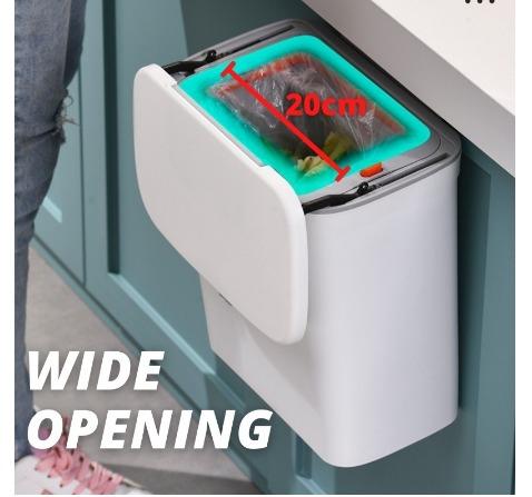 Trash Dust Bin for Kitchen Cabinet Door with Lid Wall Mounted Rubbish ...
