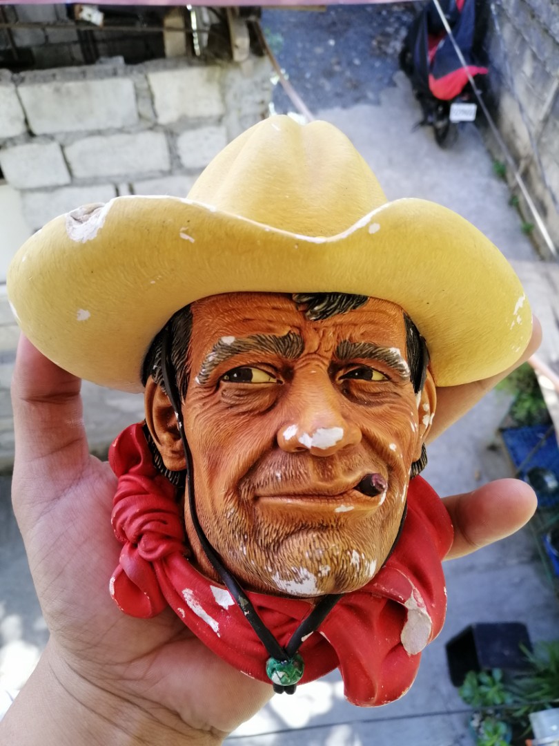 Vintage 1967 Bossons Congleton England 'RAWHIDE' Head Chalkware Wall ...