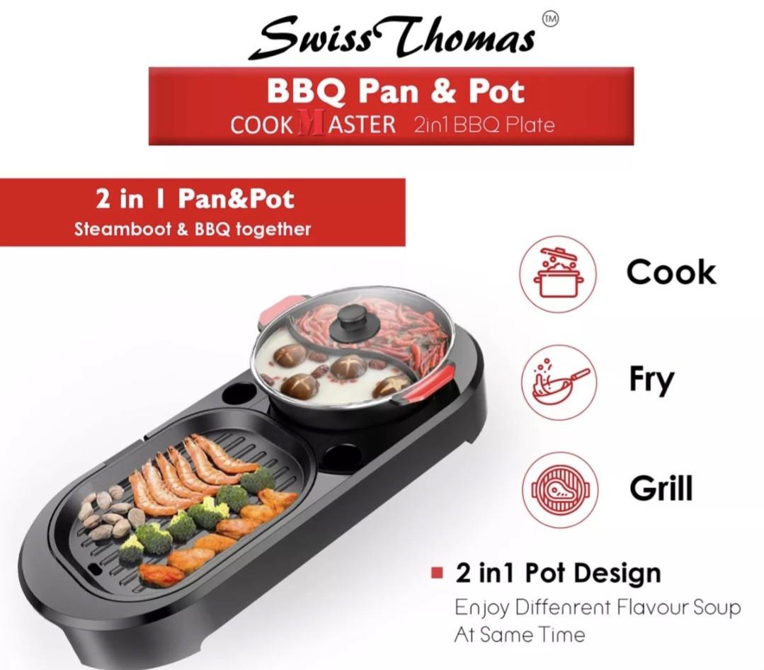 Swiss Thomas 2 in 1 BBQ Pan & Pot, TV & Home Appliances, Kitchen ...