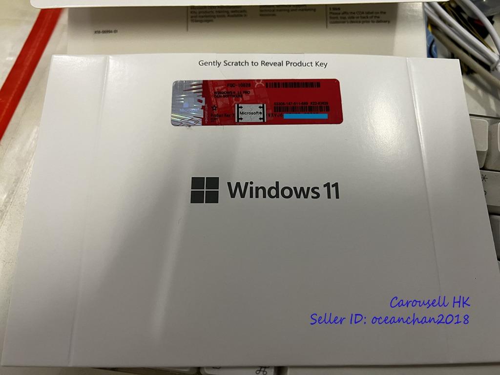全新正版 Windows 11 Pro OEM English Version (有正版 Product Key 貼紙), 電腦＆科技, 電腦 ...