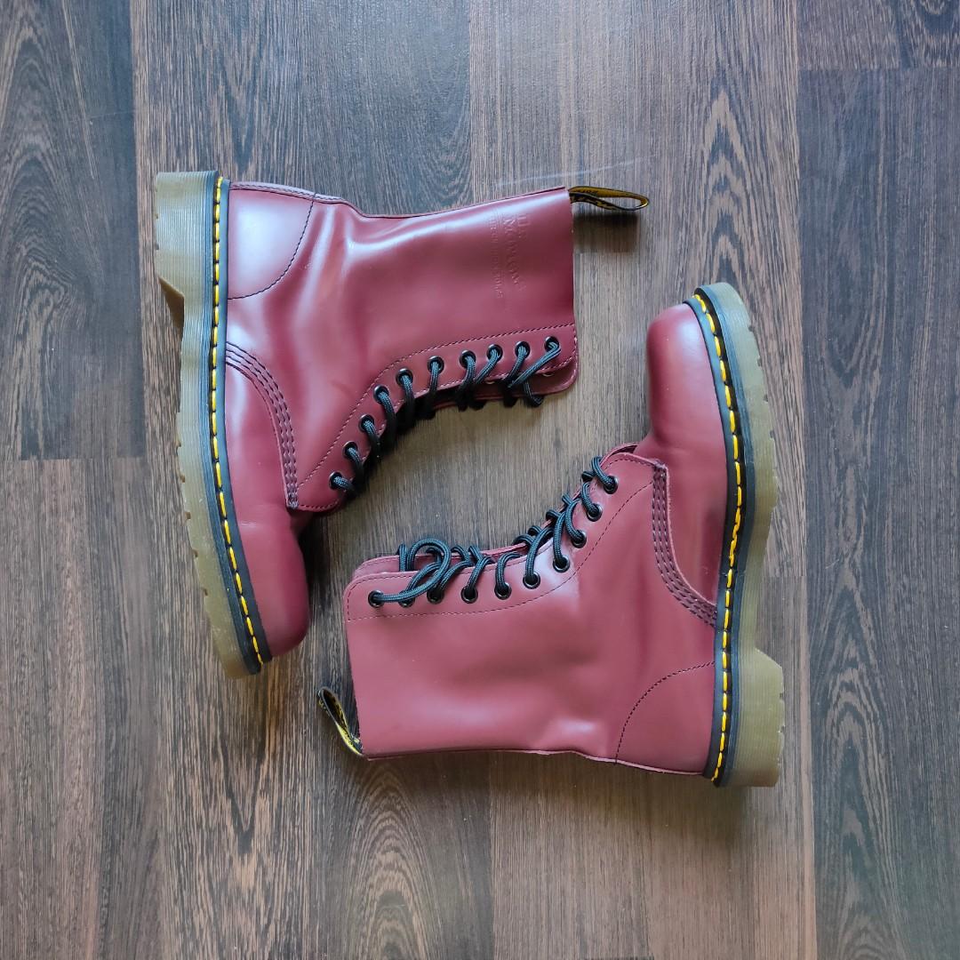 DR. MARTENS AIRWAIR 1490 | Pascal Cherry Red Boots, Men's Fashion ...