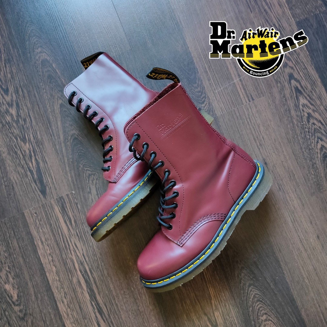 DR. MARTENS AIRWAIR 1490 | Pascal Cherry Red Boots, Men's Fashion ...