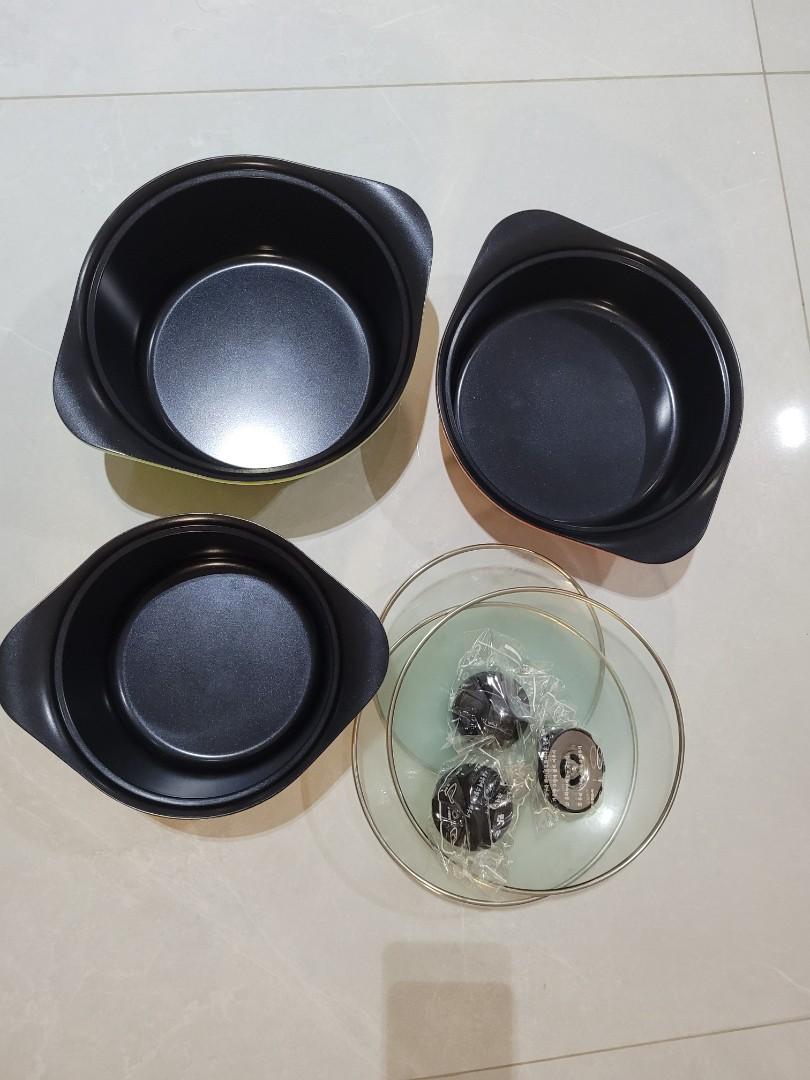 Ecoramic cooking pots (set of 3), made in Korea, TV & Home Appliances ...